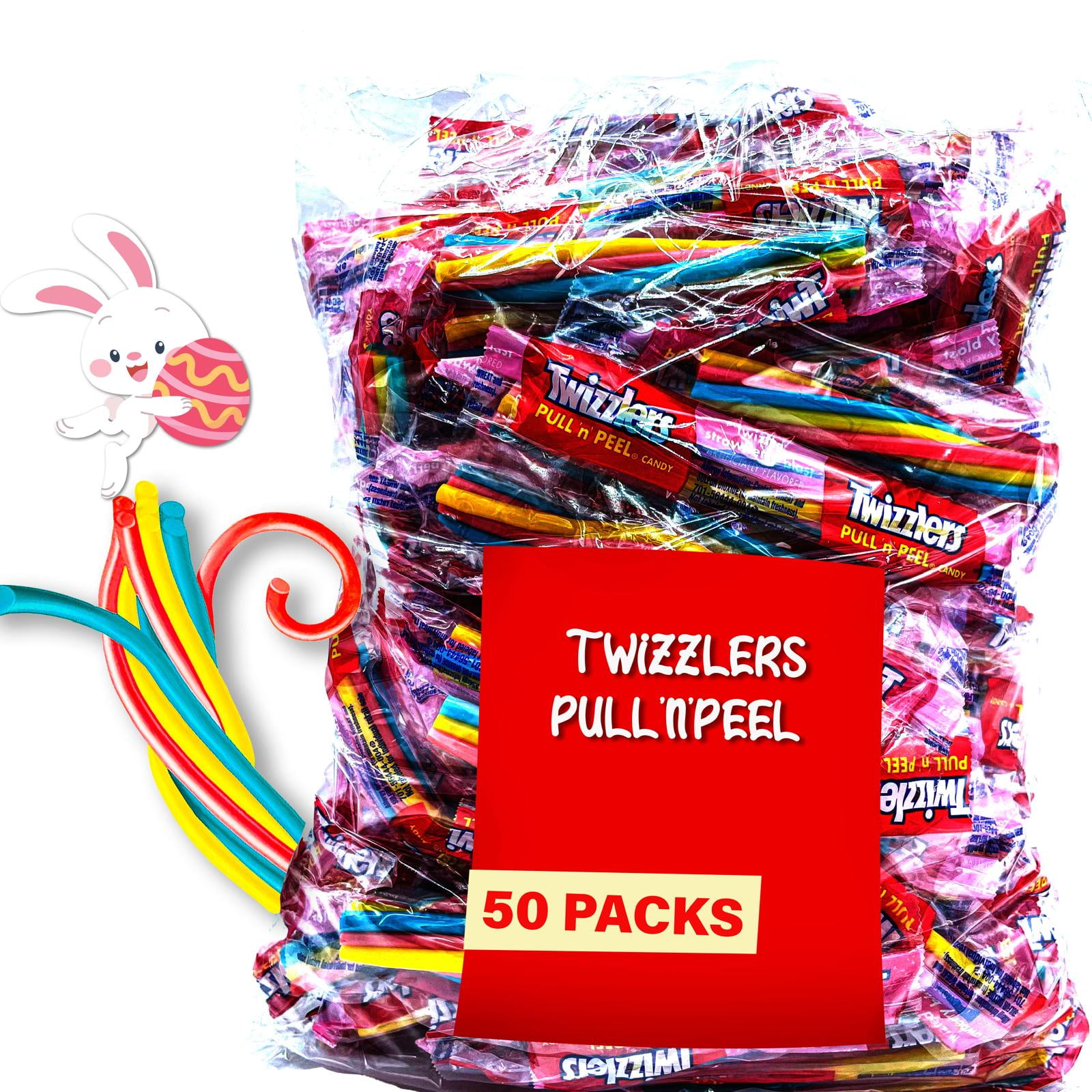 Twizzlers Pull 'N' Peel Strawberry Blast, 50-Piece Pastel Bulk Pack ...