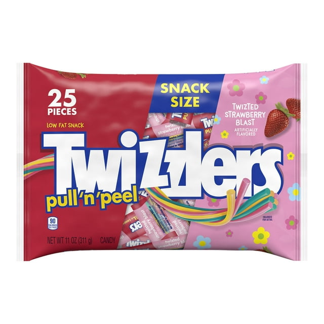 Twizzlers Pull 'N' Peel Twizted Strawberry Blast Chewy Snack Size ...