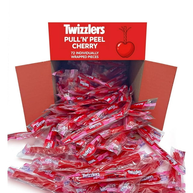 Twizzlers Pull 'n' Peel Cherry Licorice Candy – 72-Count Bulk Family ...