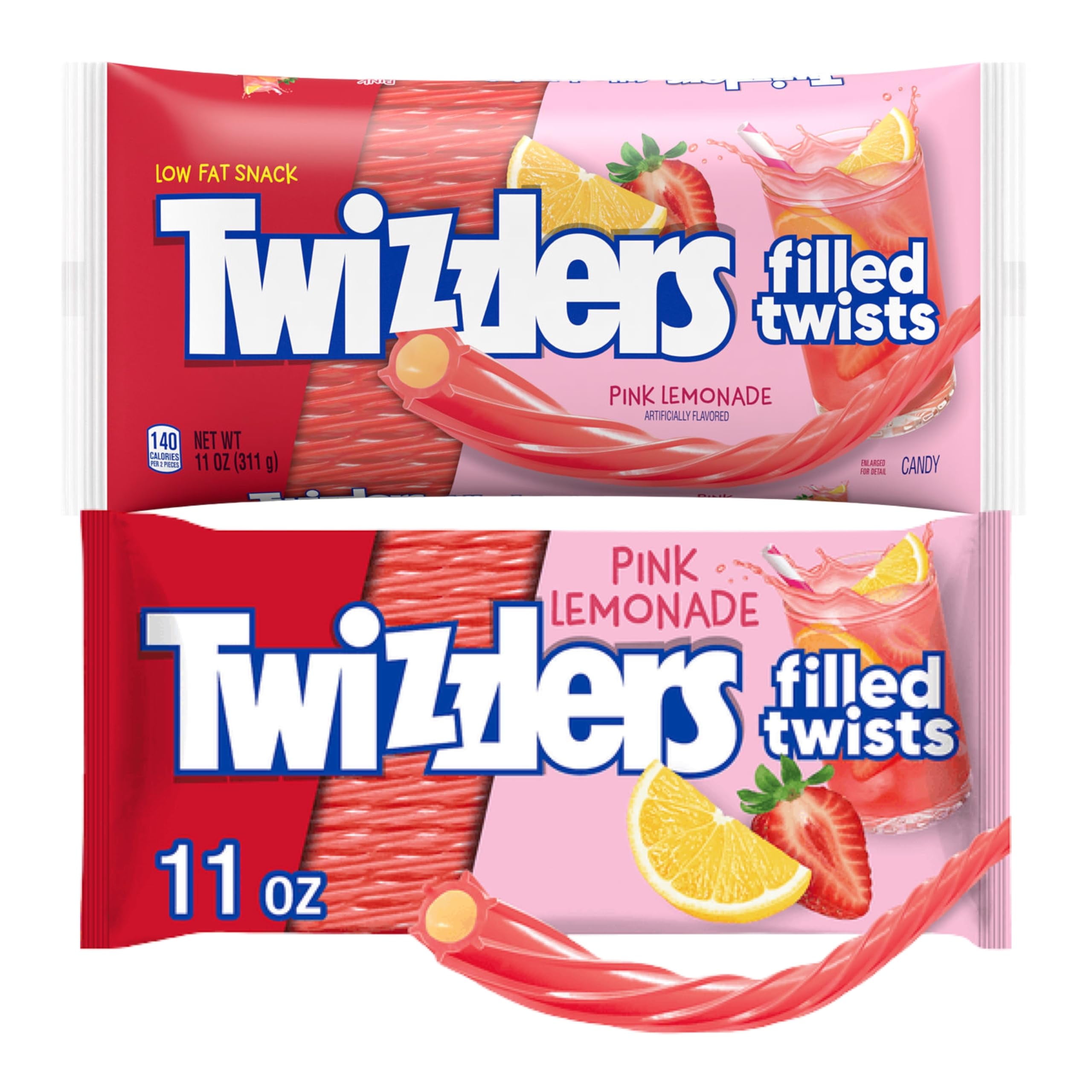 Twizzles Licorice Filled Twists Candy, MDA05 2 Pack, Strawberry-Lemon Flavored Licorice Candy ...