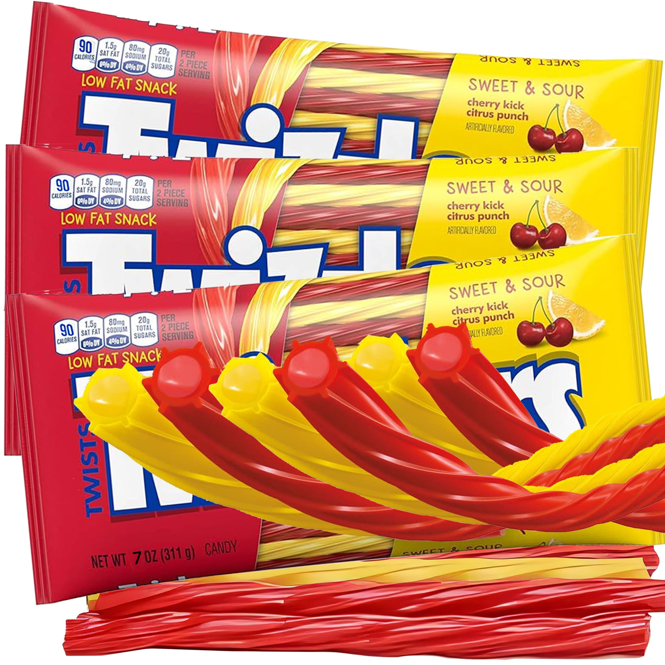 Twizzles Licorice Filled Twists Sweet and Sour Candy, Bulk 3 Pack ...