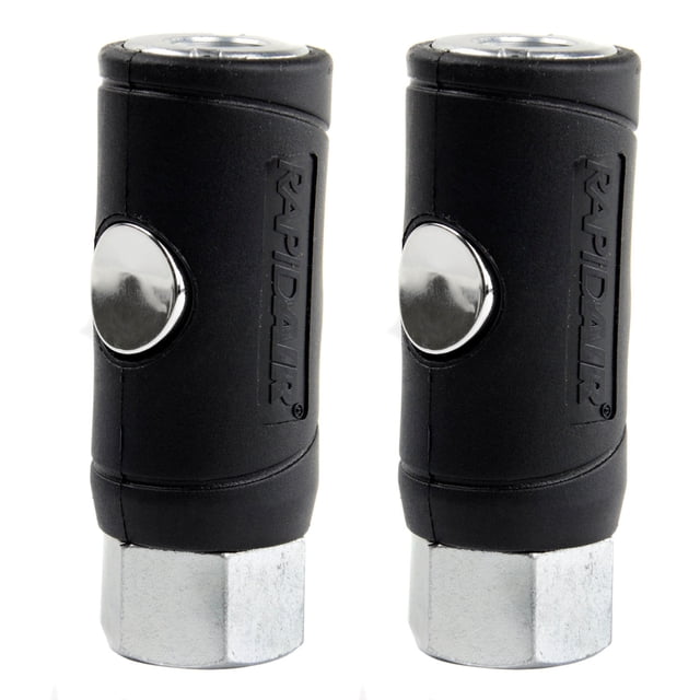 Two 1/4" FNPT Safety Couplers Industrial Style Air Plug Push Button ...