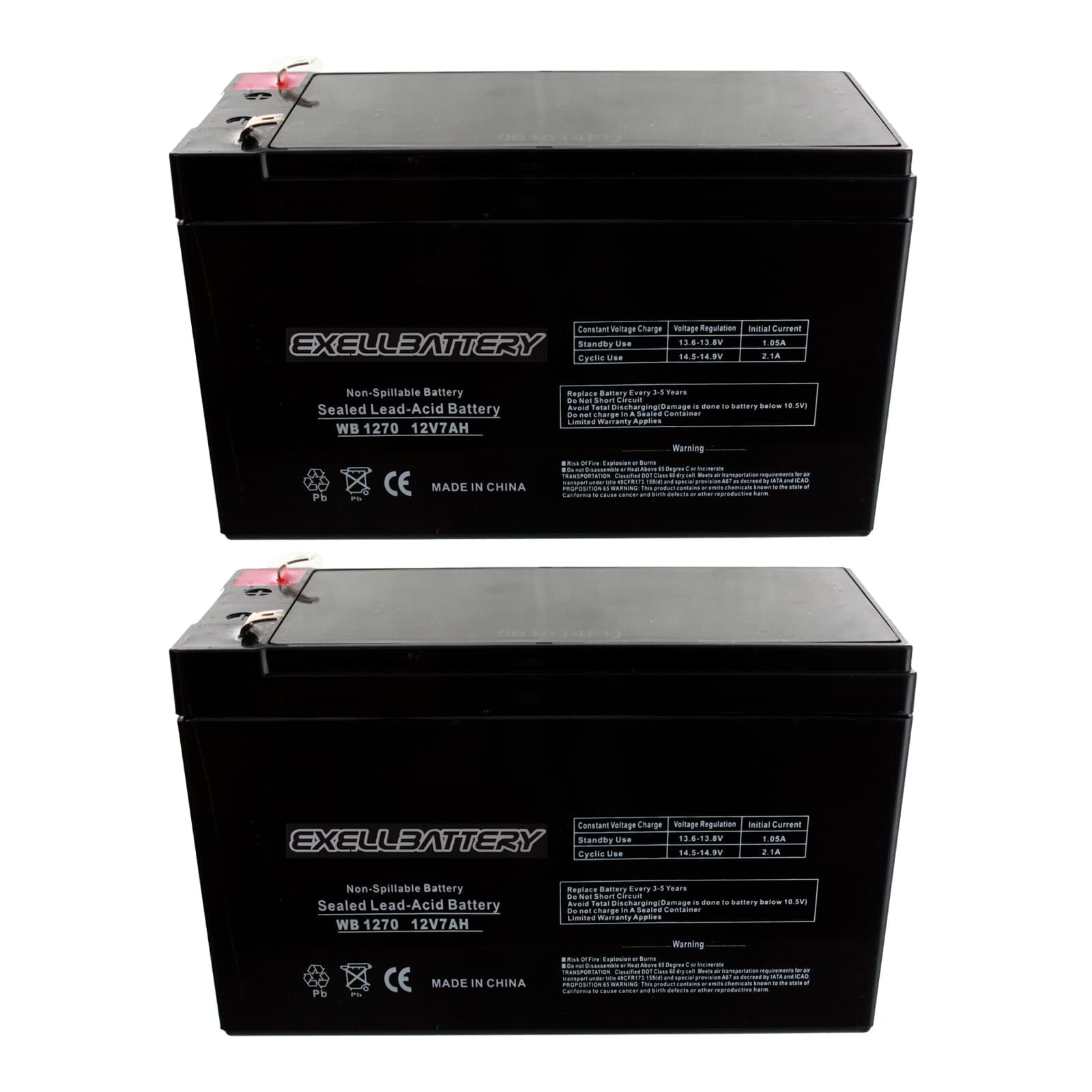 Two 12V 7Ah UB1270 APC RBC17 LS700 SLA Sealed Lead Acid Battery ...