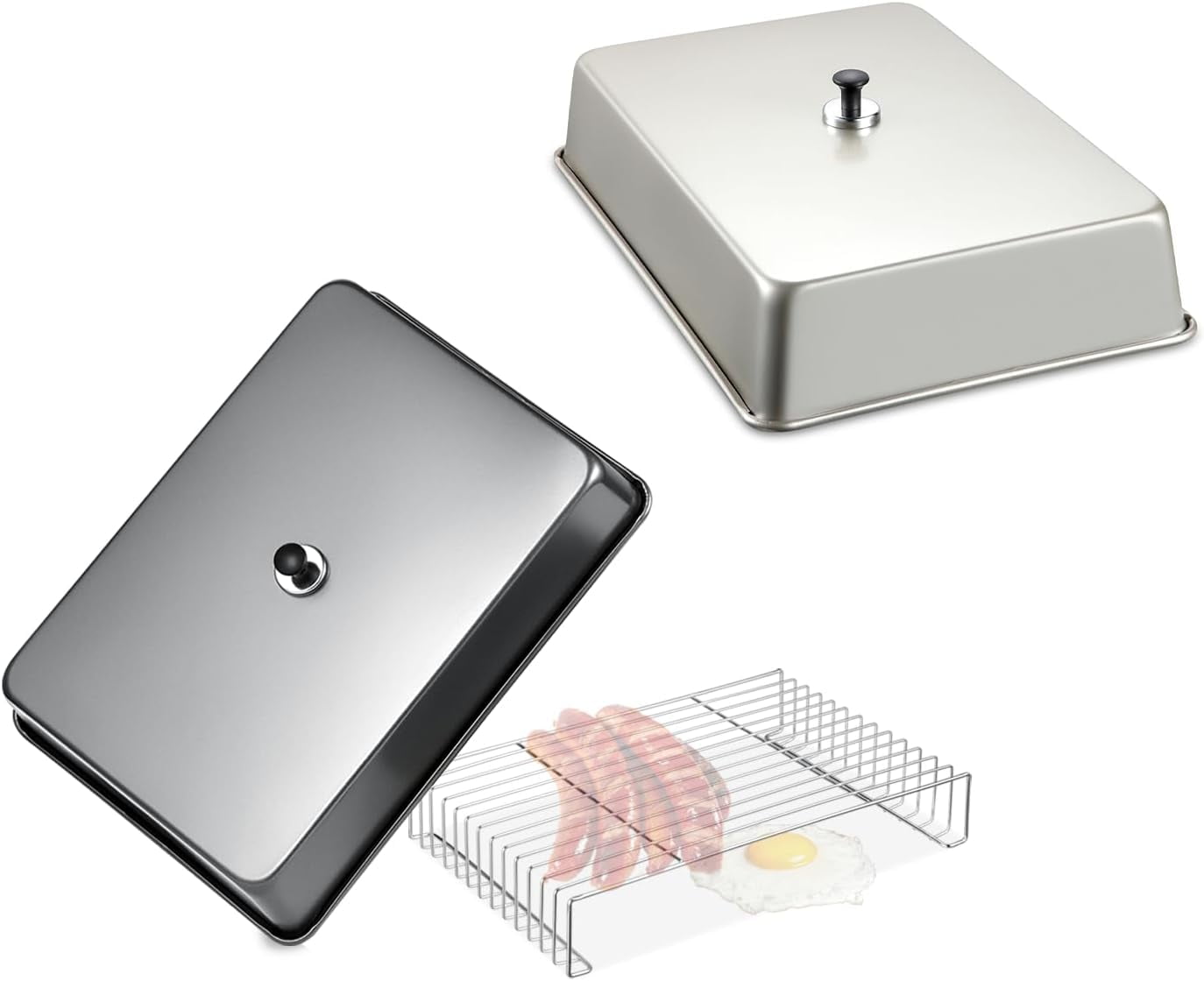 Two 15.5''x11'' Rectangular Melting Domes, 14''x9.5'' Grill Warming ...