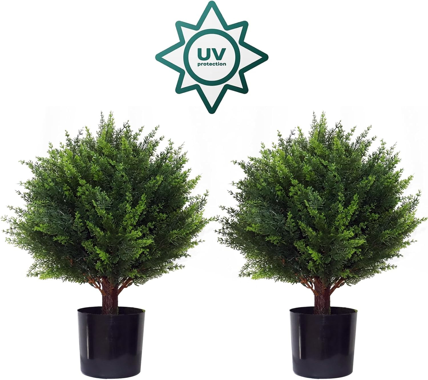 Two 18 Inch Simulated Cedar Ball Trees, Artificial Small Shrub Plants ...