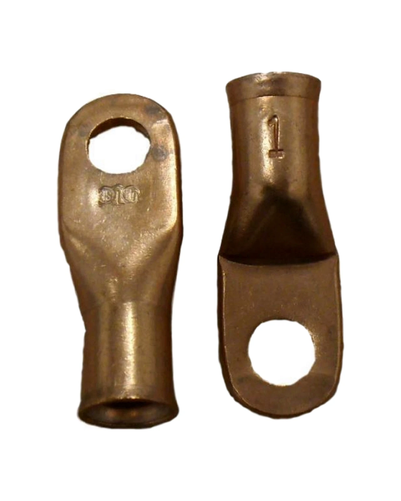 Two (2) 1Ga 1 Gauge 5/16 Hole Copper Battery Terminal Cable Connector ...