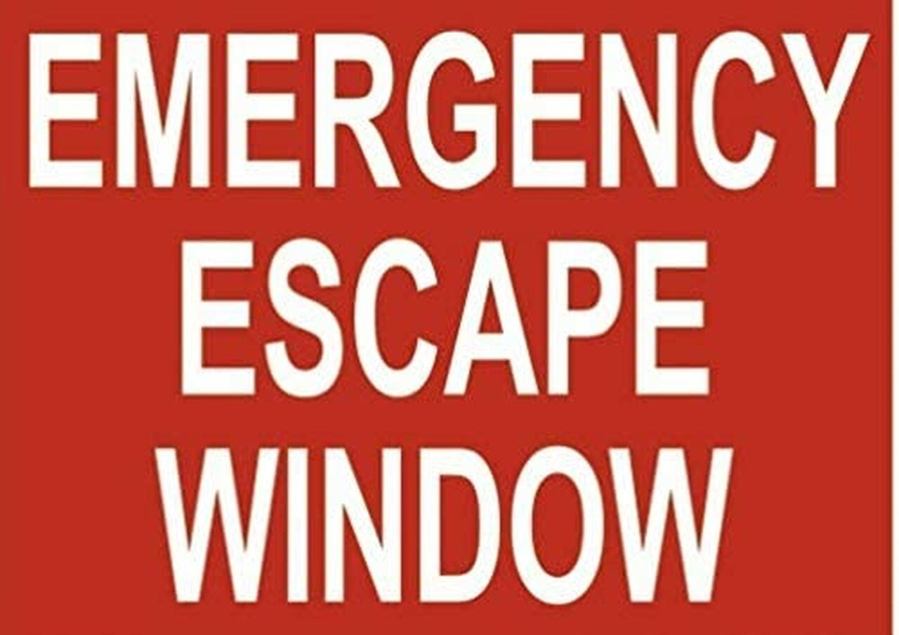 Two (2) Pcs- Emergency Escape Window Label Decal Sticker (red, 5X7 INCH ...