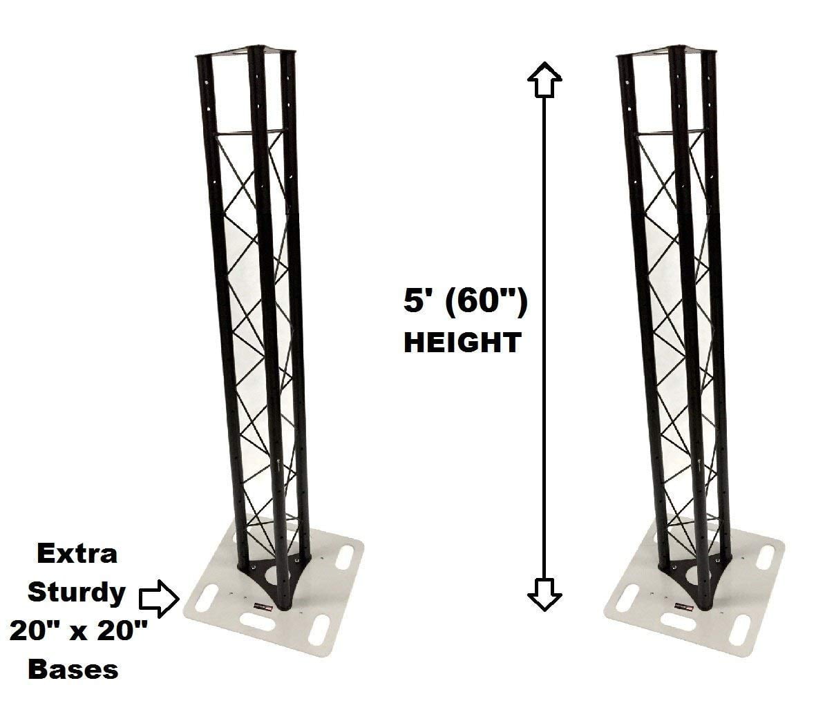 Two (2) Totem 1.5 meter 5ft Black Triangle Metal Truss Tower + 20"x20 ...