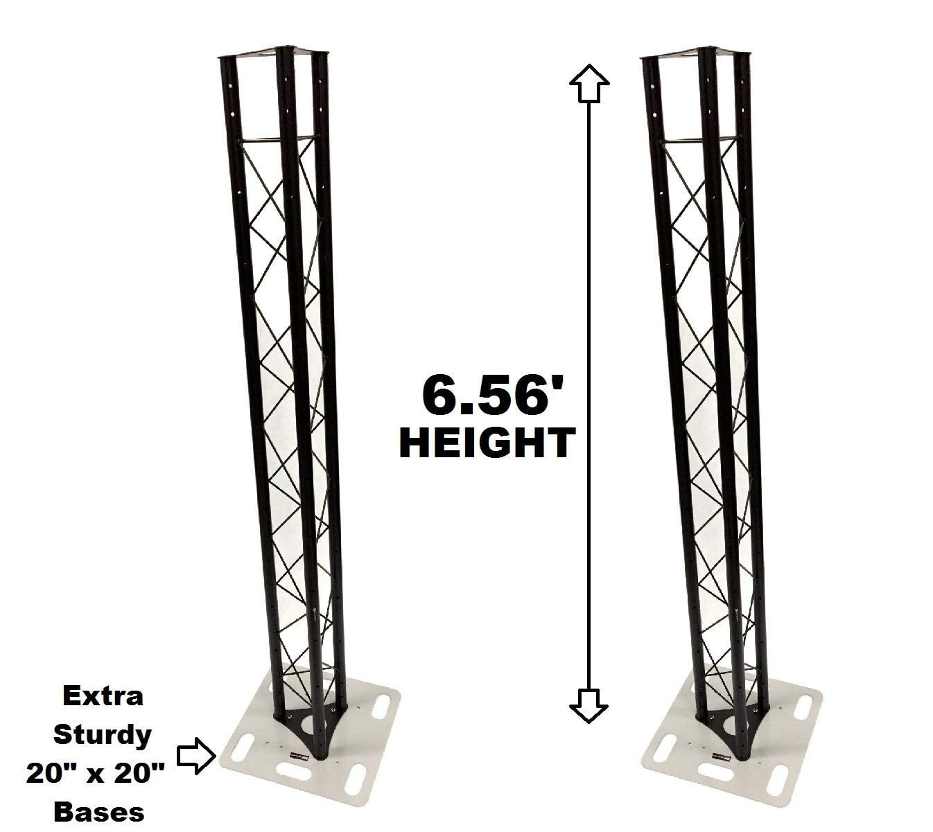 Two (2) Totem 2 meter 6.56ft Black Triangle Metal Truss Tower + 20"x20 ...