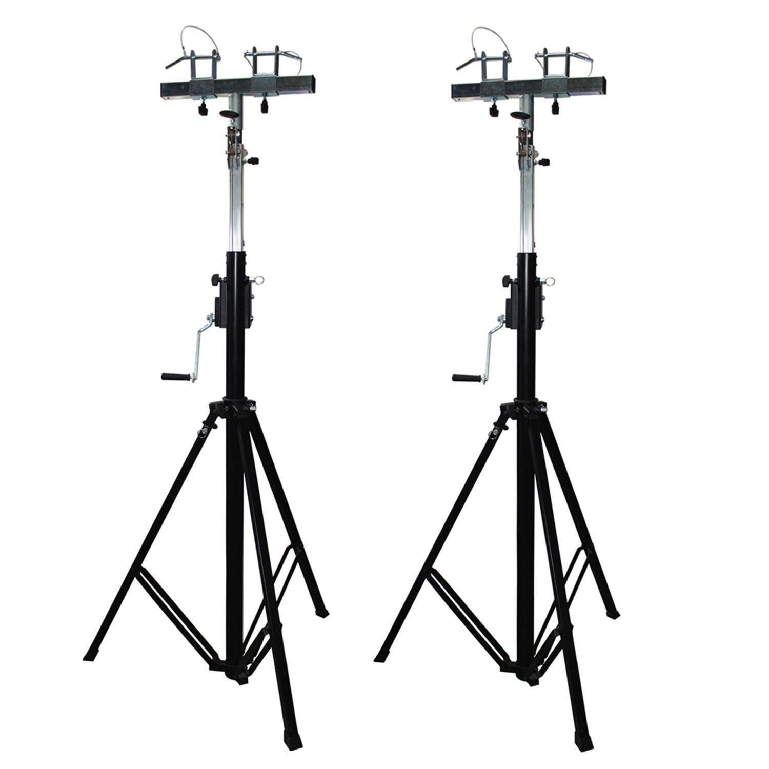Two (2)xTRUSS 14FT LIGHTING CRANK STANDS 220 LB & UNIVERSAL T ADAPTER ...