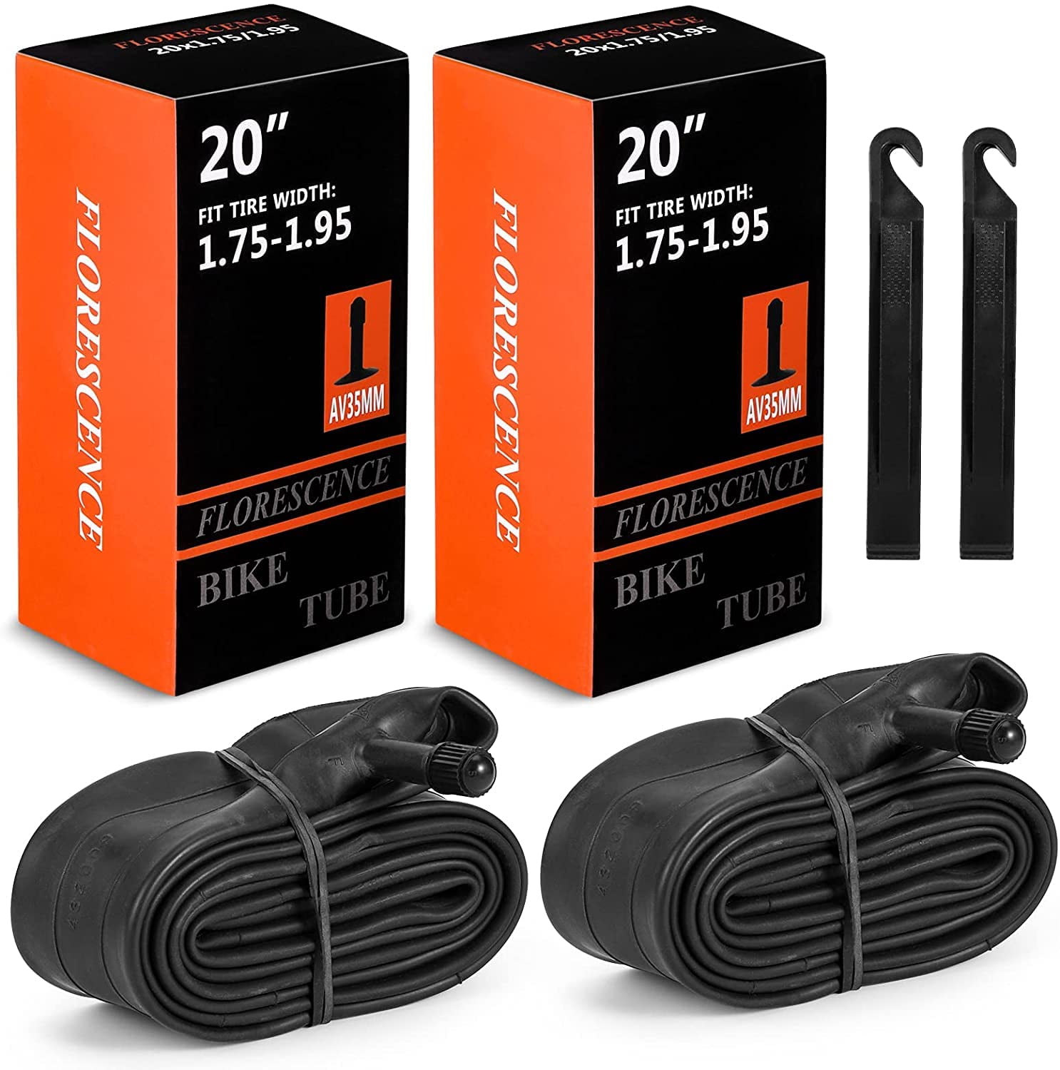 Two 20-inch Bike inner tubes with two tire levers 20x1.75/1.95/2.125 ...