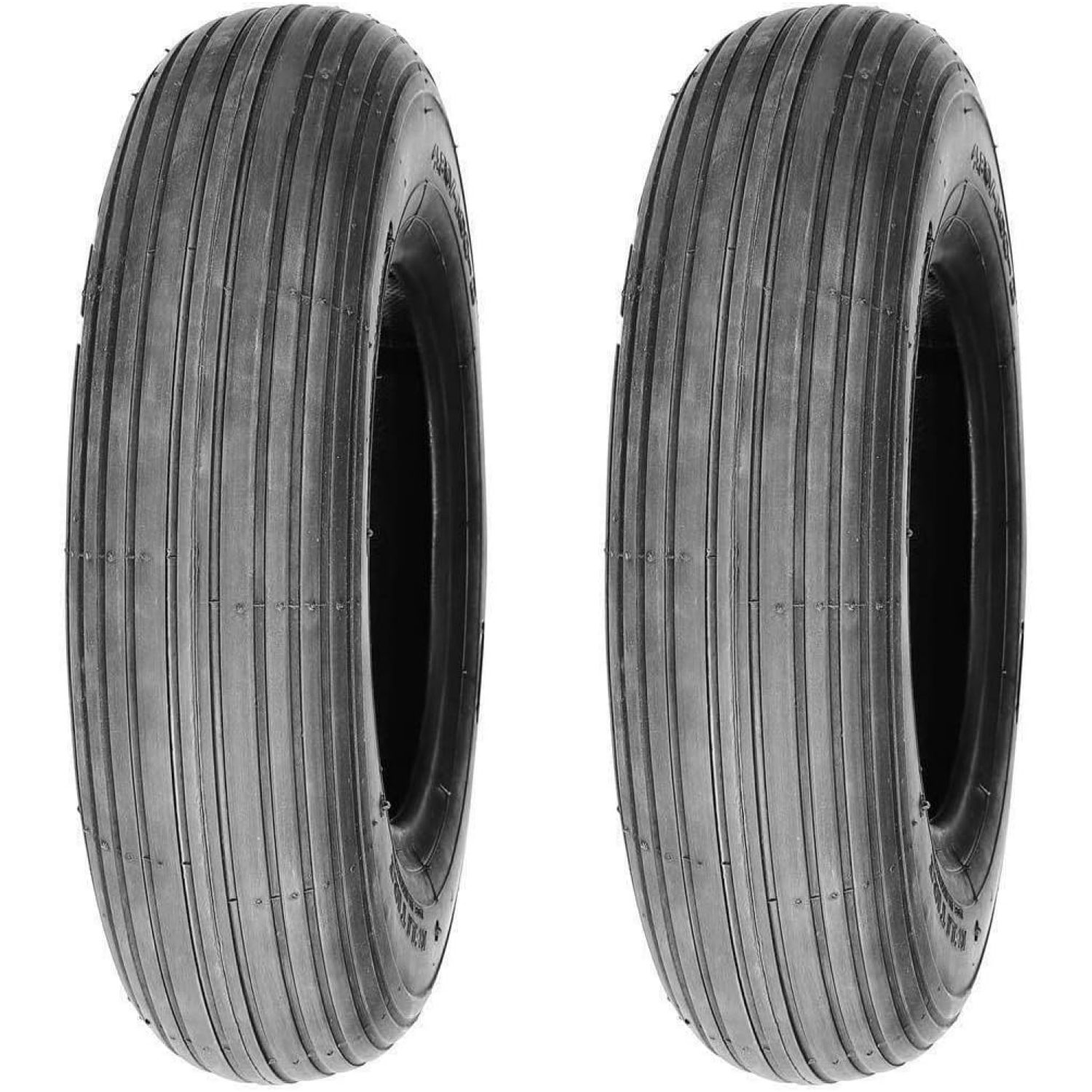 Two 3.50-8 Rib Tread Tubeless 4 Ply Wheel Barrow Tires 350-8 3.50x8 ...