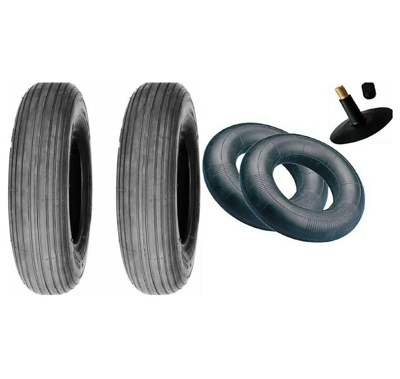 Two 4.80/4.00-8 4.80-8 Wheel Barrow Tires & Tubes Lawn Implement Cart 400-8 480, Ideal for Lawn ...