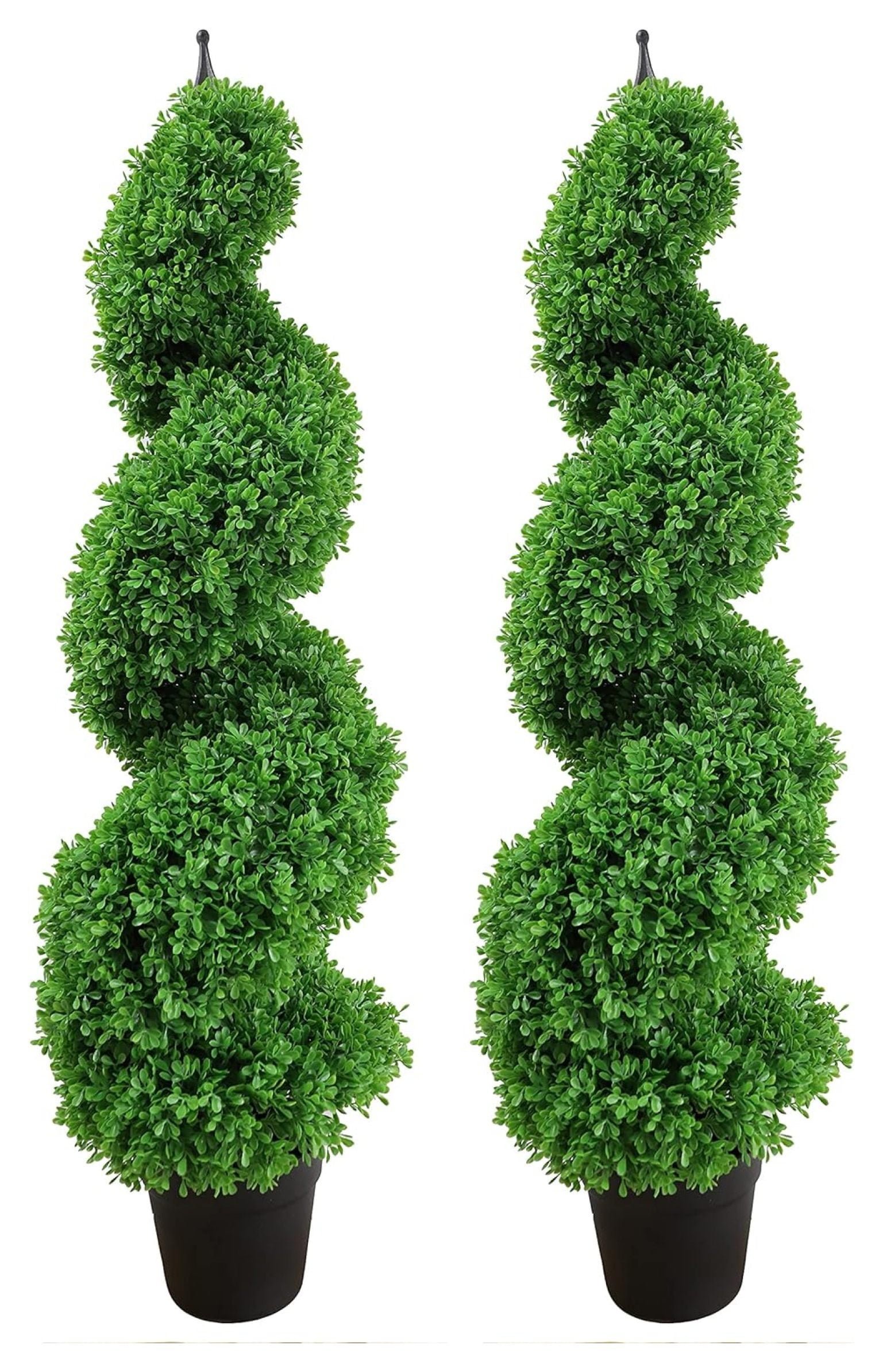 Two 43.3 Inch/3.6 ft Artificial Topiary Tree Outdoor Boxwood Spiral ...