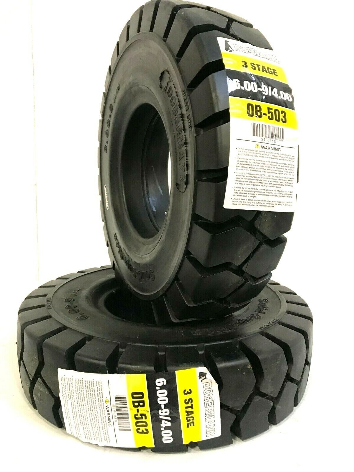 Two 6.00-9 Solid Forklift Tires Flat Proof Non-Marking Industrial ...