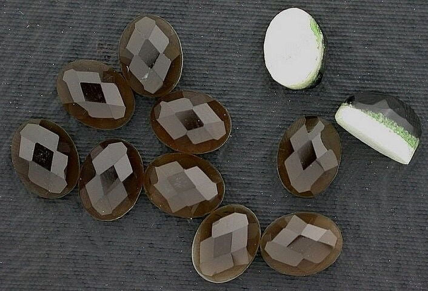 Two 8.5mm x 6.5mm Oval Checkerboard Doublet Smoky Shell Quartz Cab ...