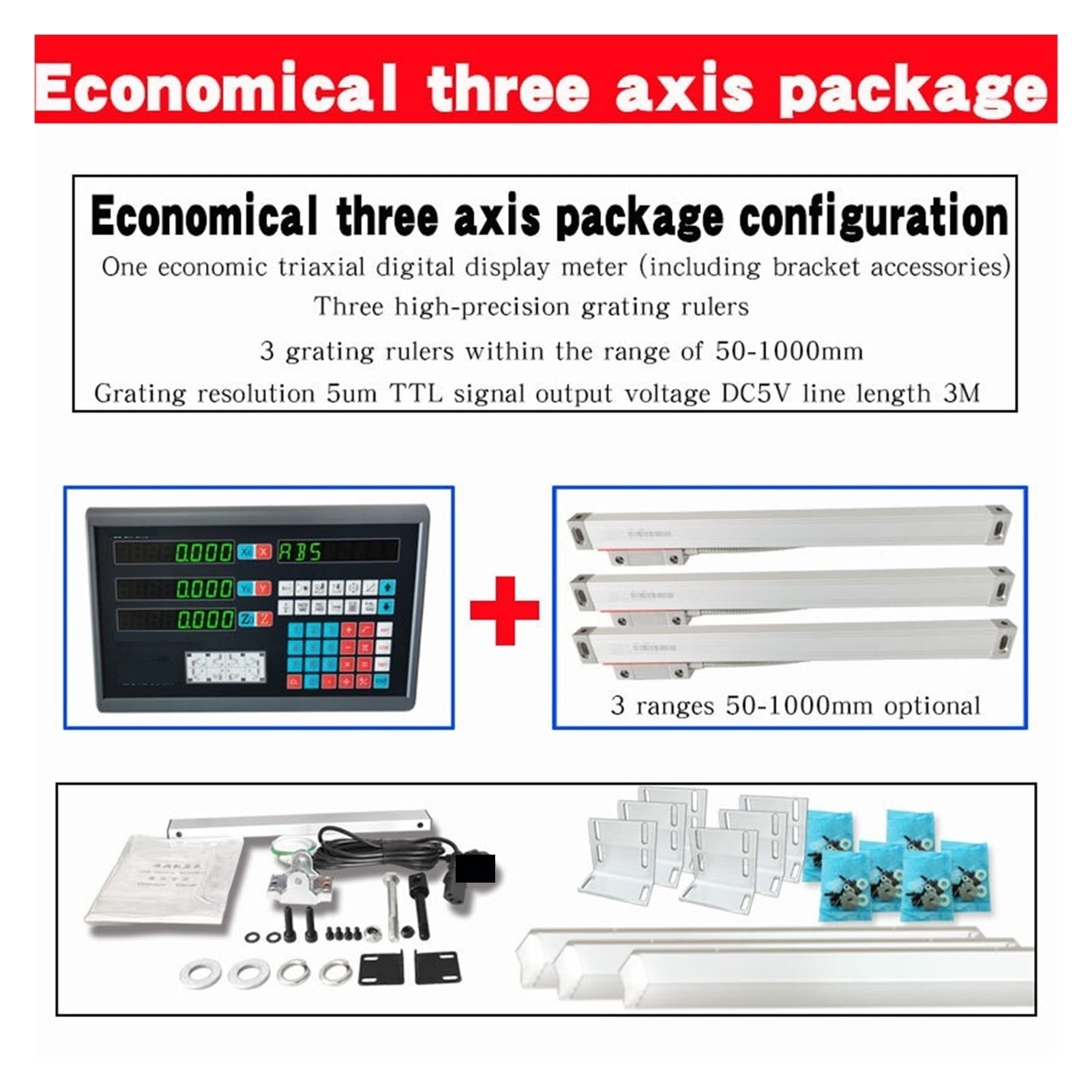 Two And Three Axis Lathe Milling Machine Lcd CNC Linear Scale Digital ...