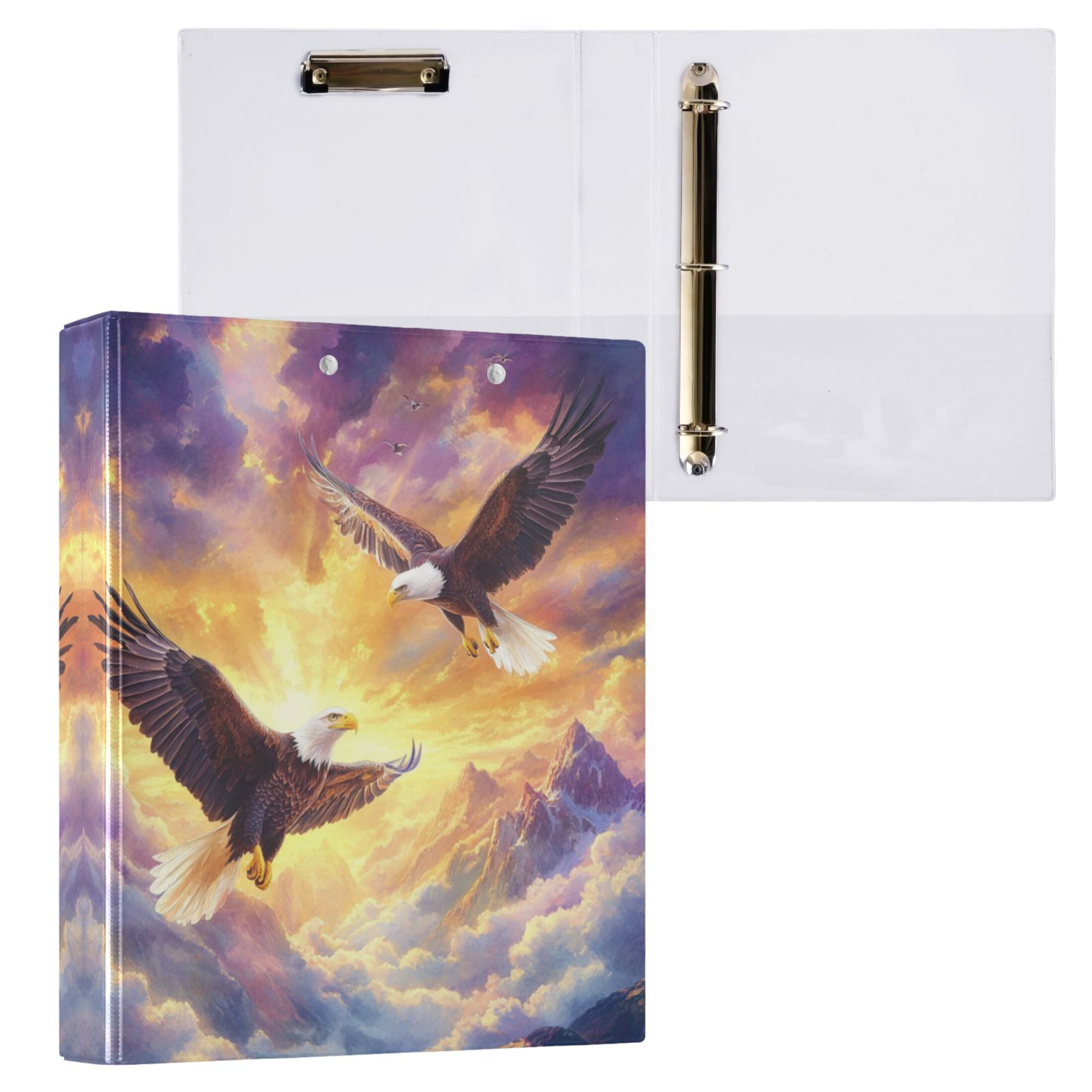 Two Bald Eagles 3 Ring Hardcover Binders 1.5in Round Rings for Letter ...