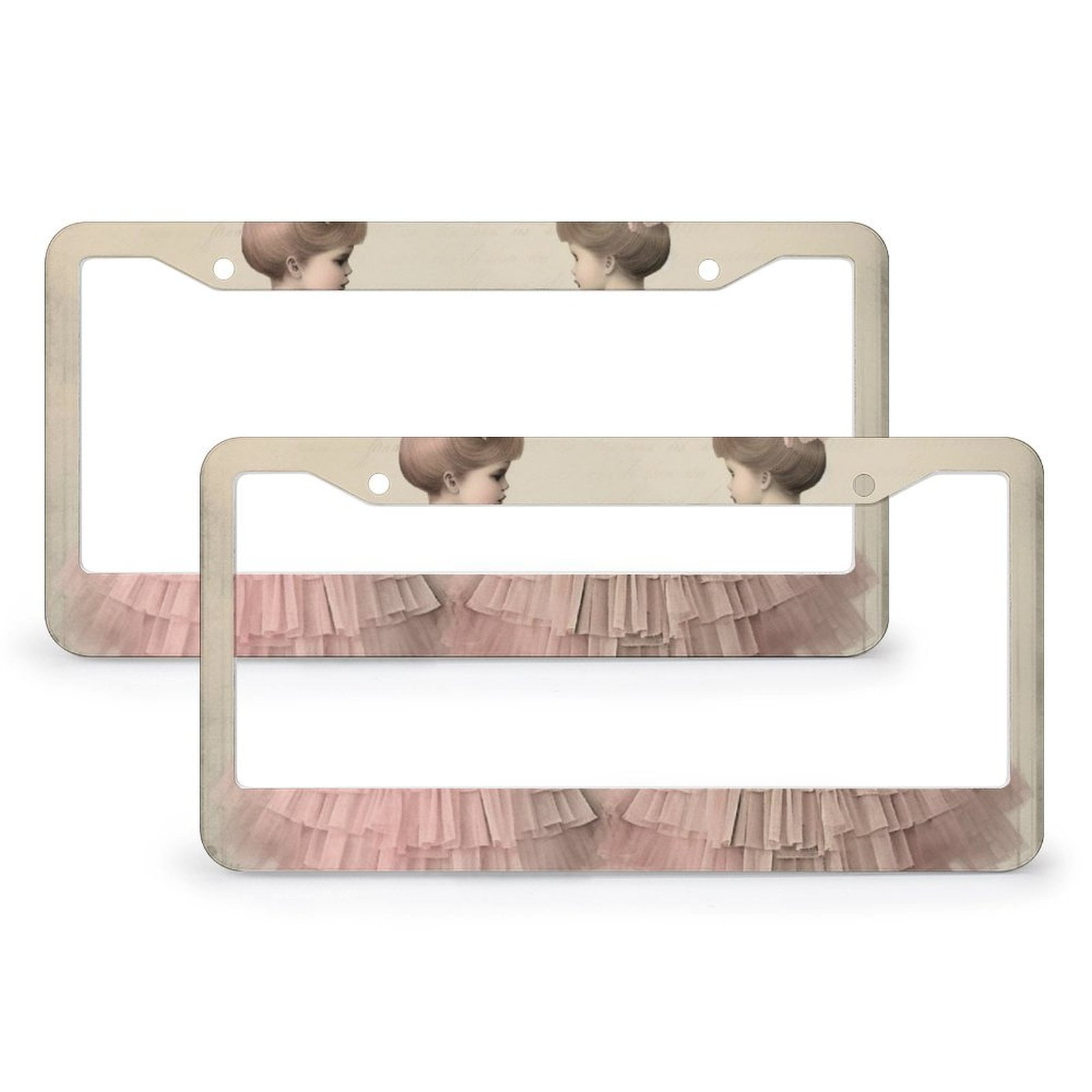 Two Ballerina Girly License Plate Cover 2 Pack Ballet Cute Little ...