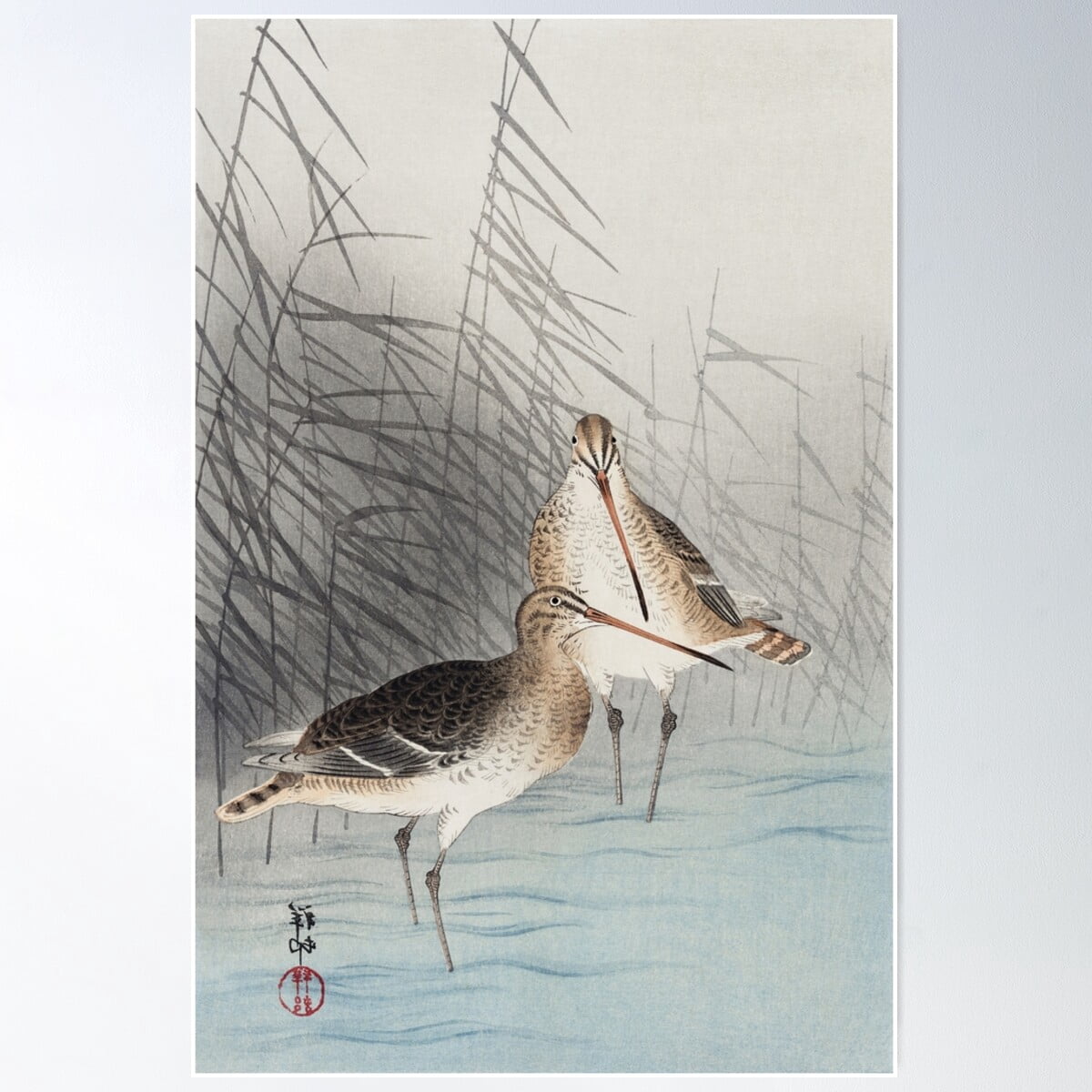 Two Bar-Tailed Godwits By Ohara Koson - Japanese Vintage Artwork Poster ...