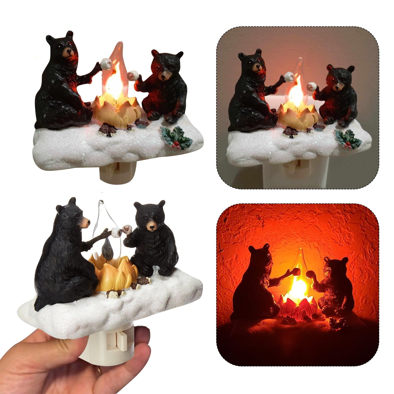 Two Bears Night Light Flickering Bonfire Night Light 2 Bears Bonfire ...