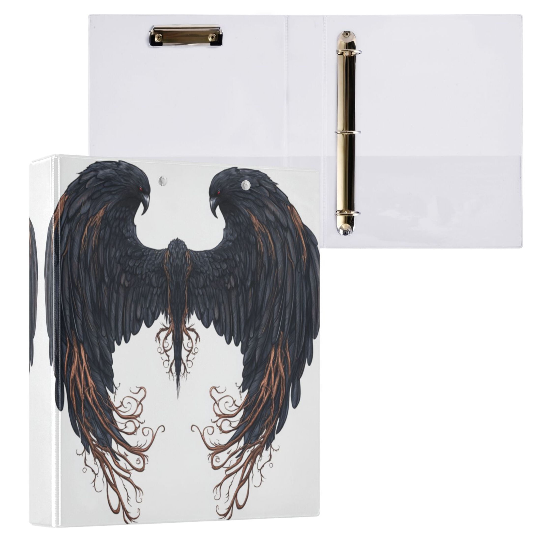 Two Black Raven Wings 3 Ring Hardcover Binders 1.5in Round Rings for ...