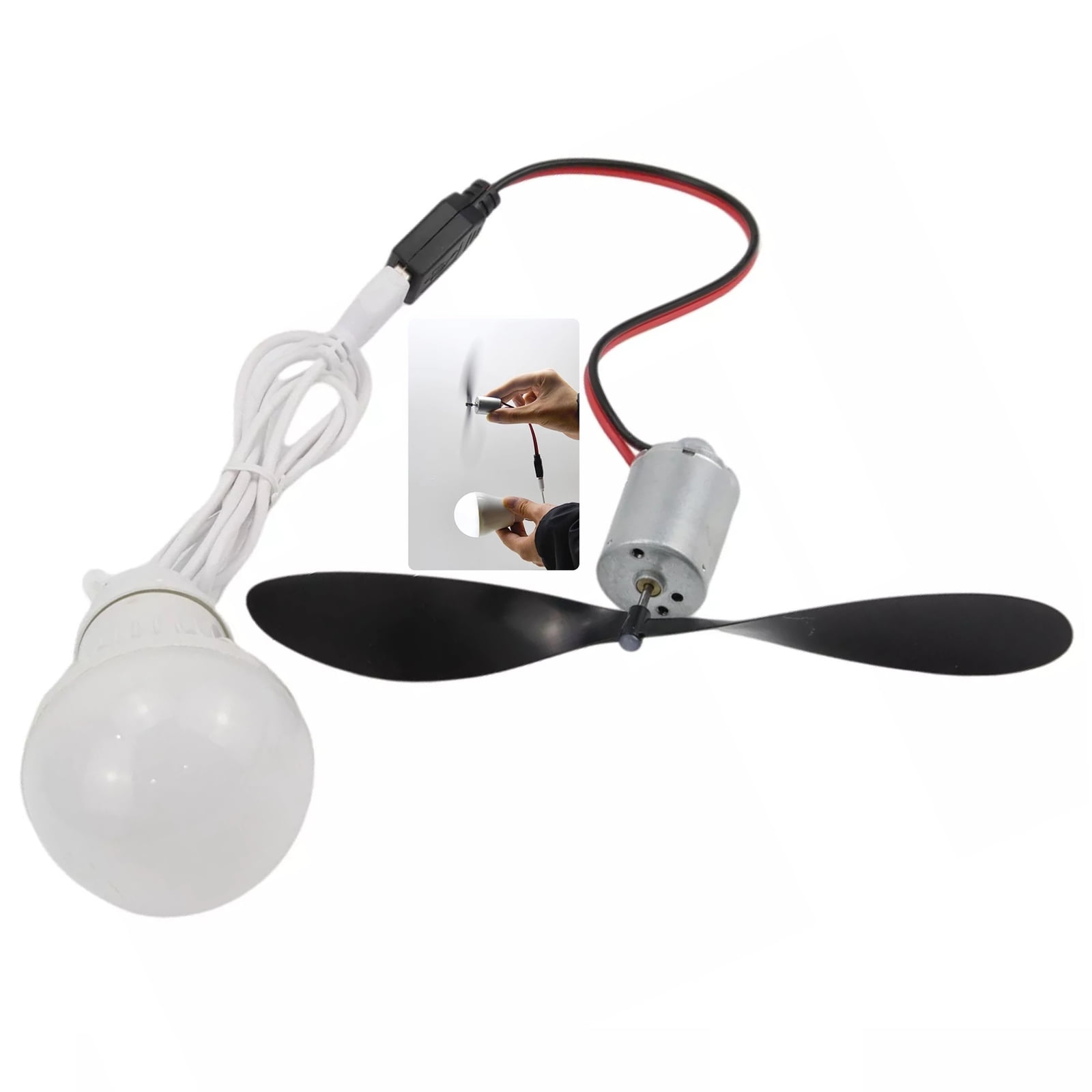Two Blades Micro Wind Turbine Motor Power Generator with Small LED ...