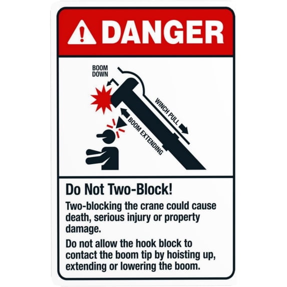 Do Not Two-Block Two-Blocking The Crane Could Cause Death Warning Sign ...