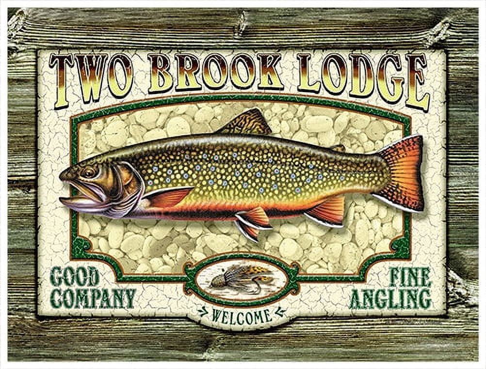 Two Brook Lodge Trout Novelty Sign | Indoor/Outdoor | Funny Home Décor ...