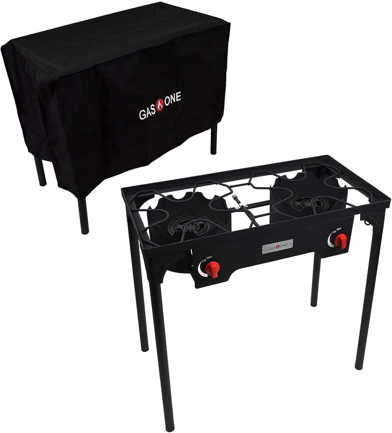 Two Burner Propane Camp Stove with Cover Outdoor High Pressure Propane ...