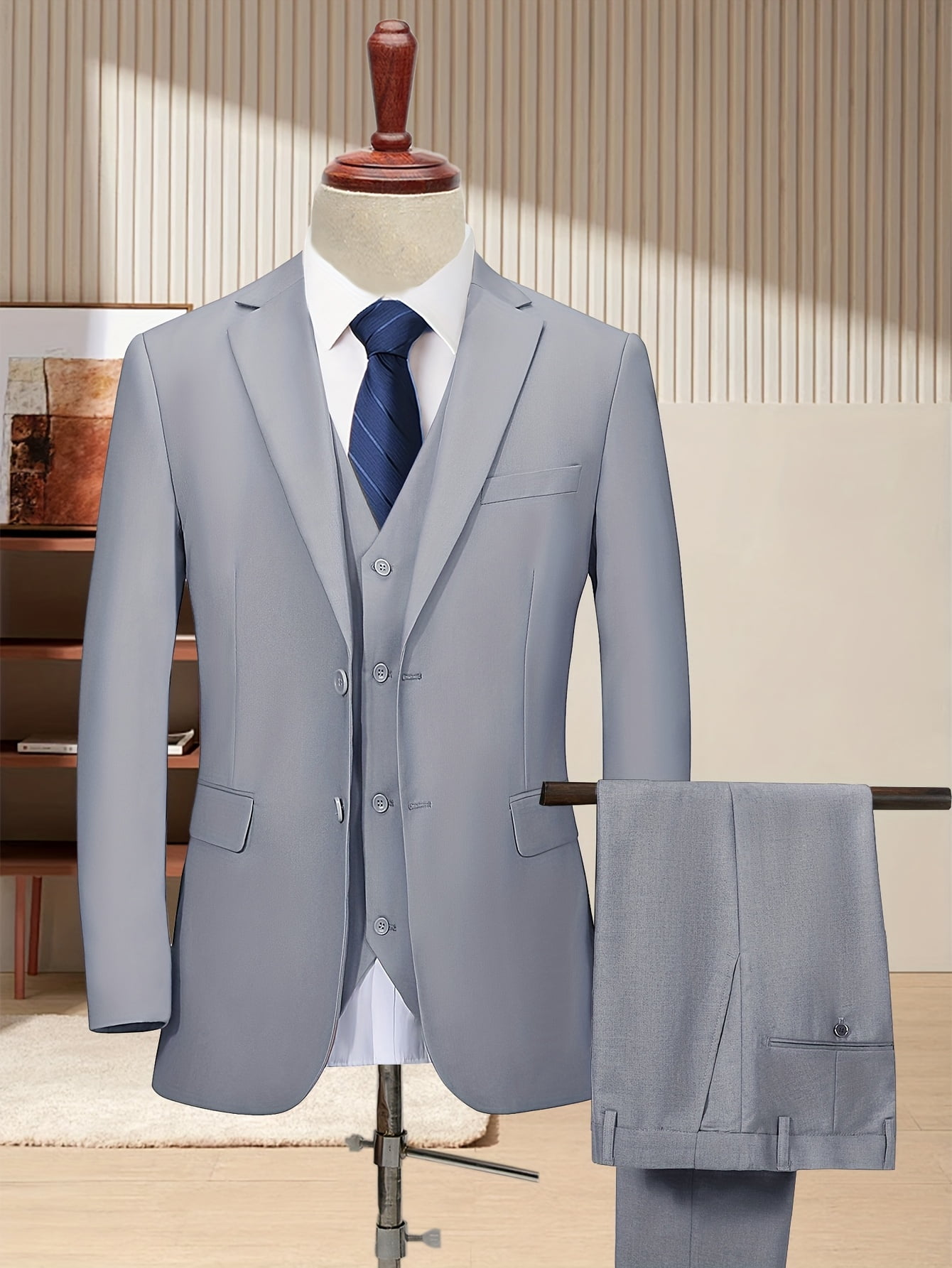 [Two Button Lapel] Men's 3pcs Business Suit | Solid Color | Two Button ...
