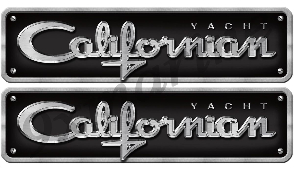 Two Californian Sticker Chrome Style Replica In Vinyl 16"X2.8" Die Cut ...