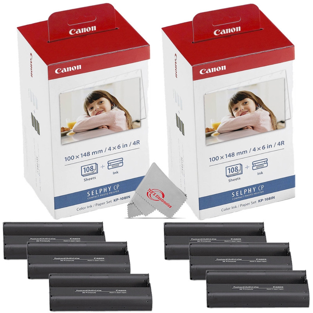 Canon KP-108IN Selphy Color Ink 4x6 Paper Set 3115B001 for SELPHY CP910 ...