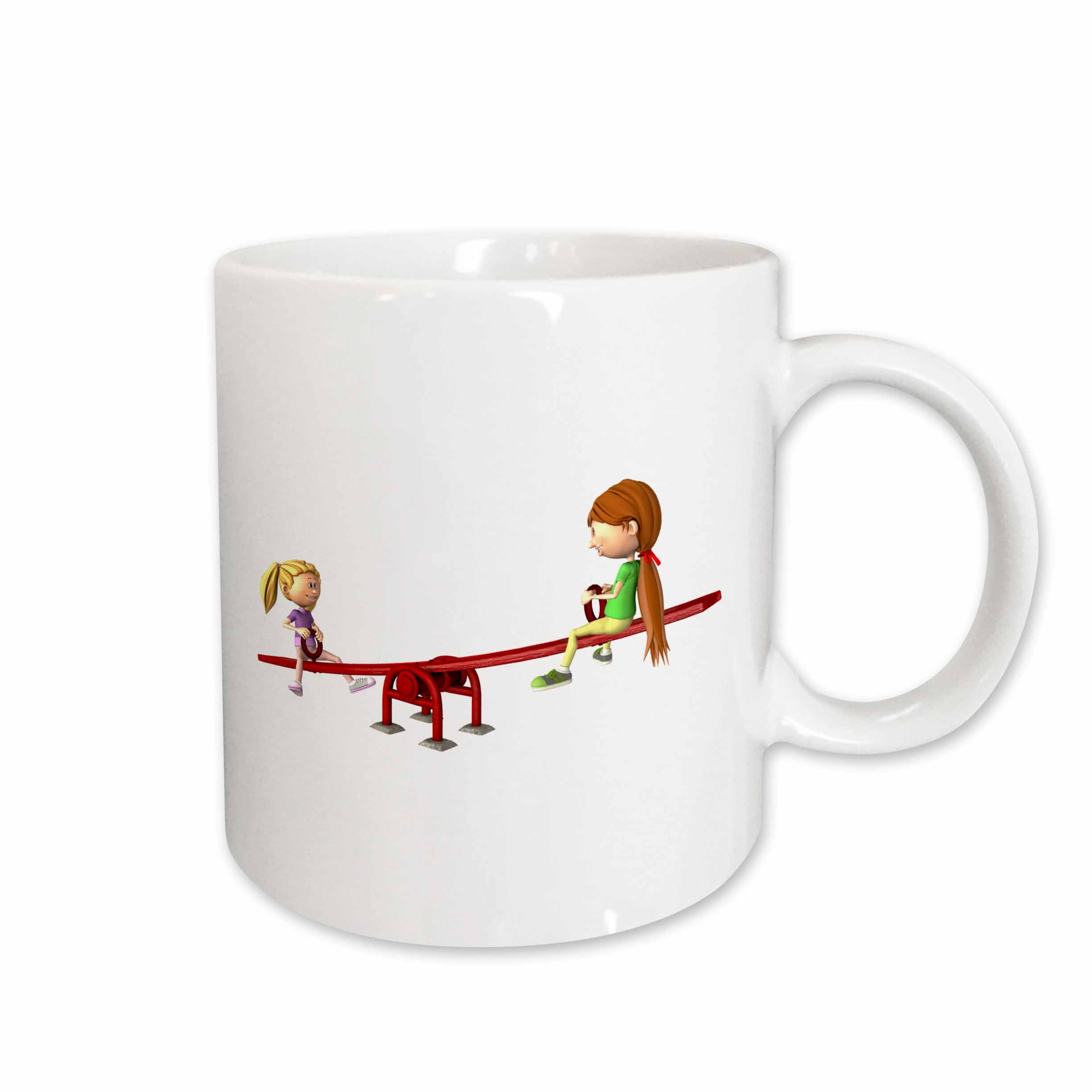 3drose, Two Cartoon Girls on a See Saw, 15oz Mug - Walmart.com