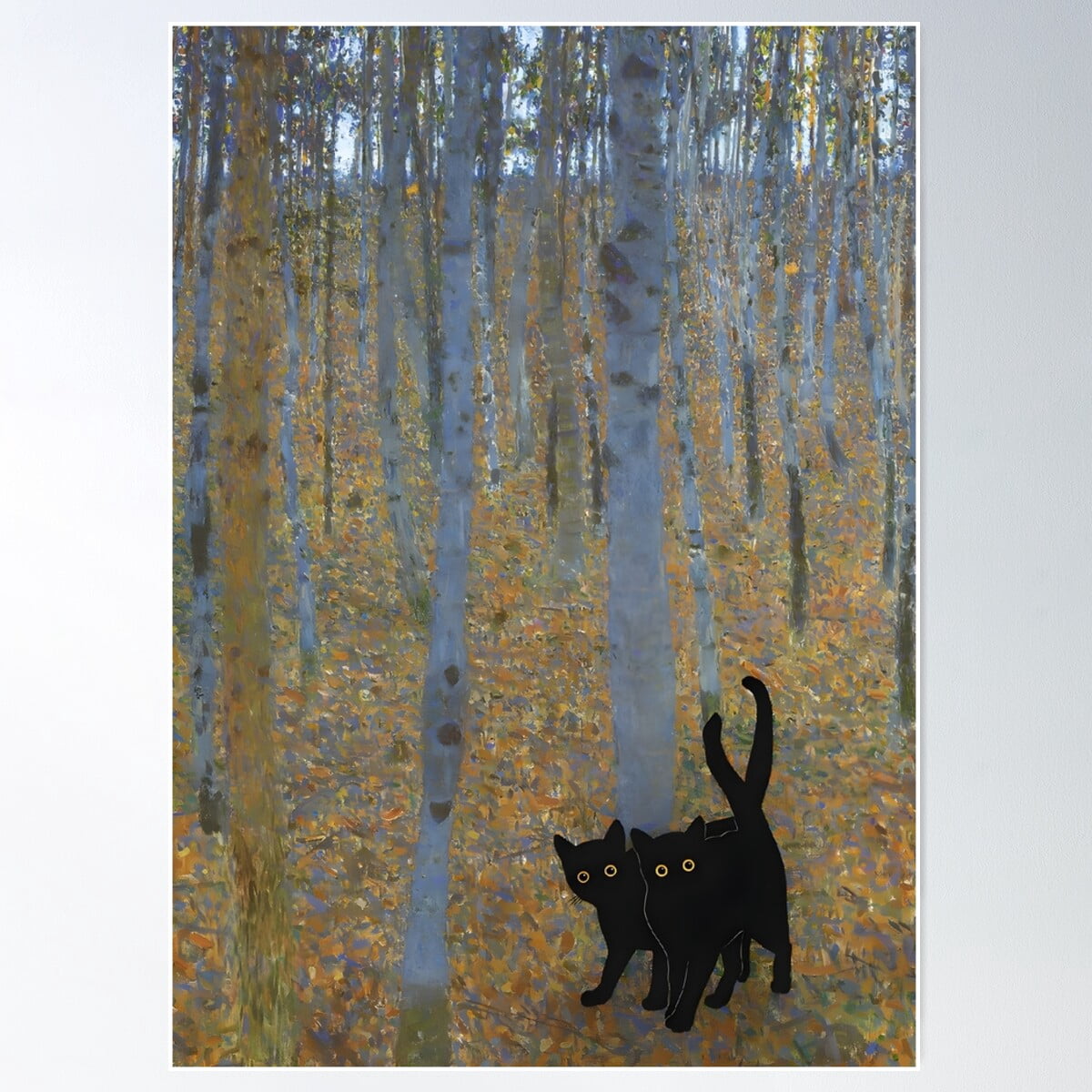 Two Cat Klimt Beech Grove Poster Wall Art, Modern Wall Decor For Living ...