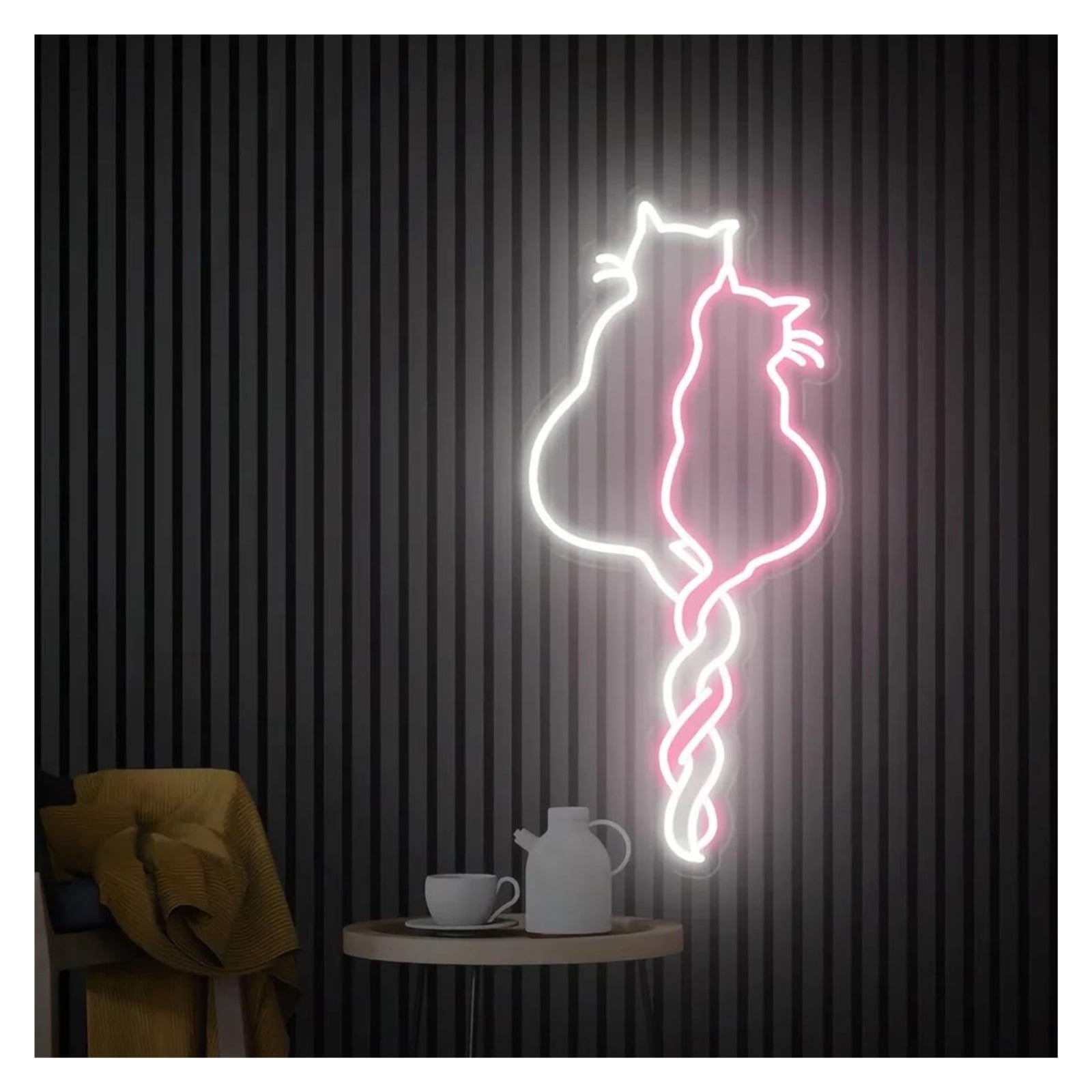 Two Cats Neon Sign USB Powered Adjustable Brightness Cats Neon Lights ...