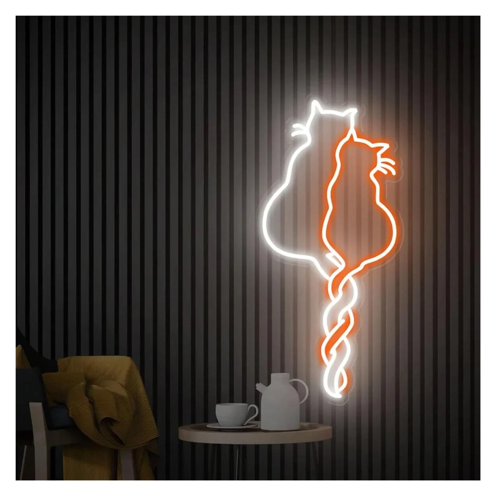 Two Cats Neon Sign USB Powered Adjustable Brightness Cats Neon Lights ...