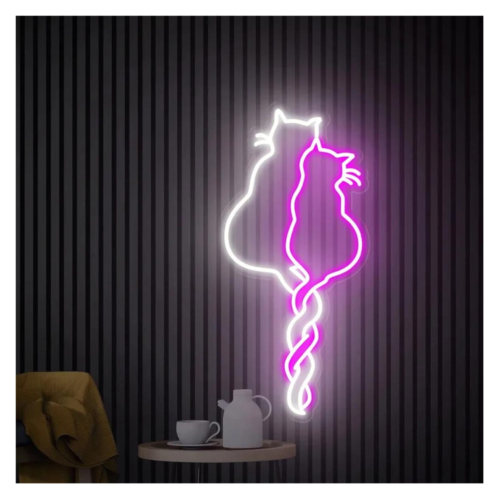 Two Cats Neon Sign USB Powered Adjustable Brightness Cats Neon Lights ...