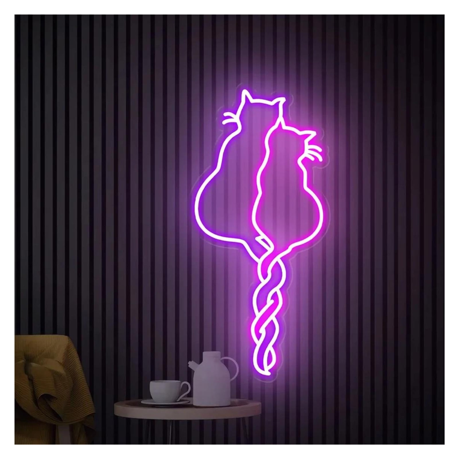 Two Cats Neon Sign USB Powered Adjustable Brightness Cats Neon Lights ...