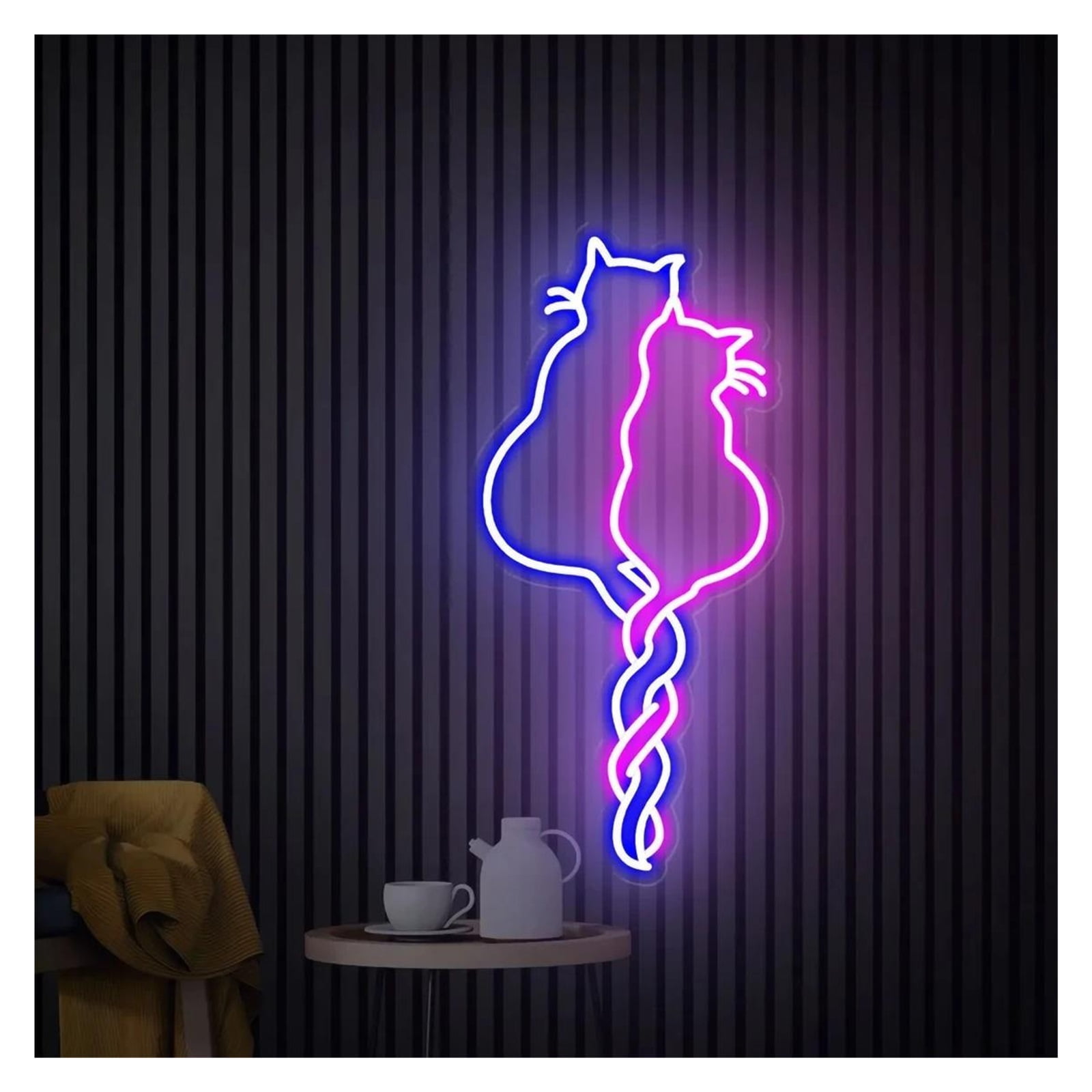 Two Cats Neon Sign USB Powered Adjustable Brightness Cats Neon Lights ...