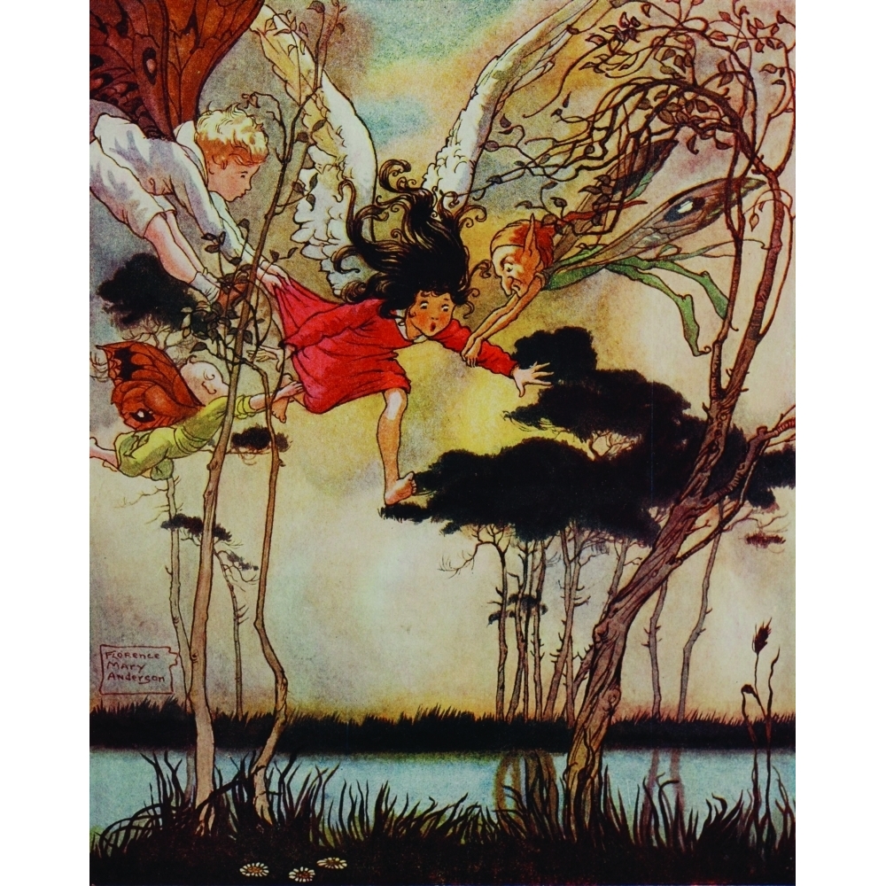 Two Children Flying With Fairies Poster Print By Mary Evans Picture ...