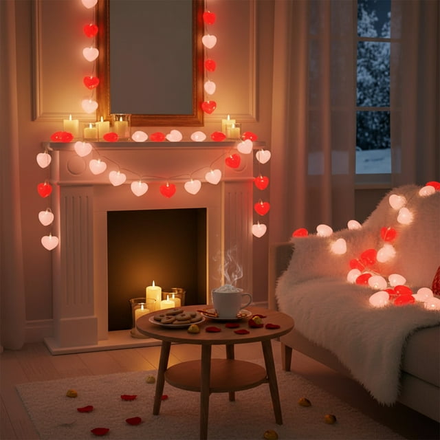 Two Color Heart String Lights Red Pink 6.56 Feet LED Fairy Lights for ...