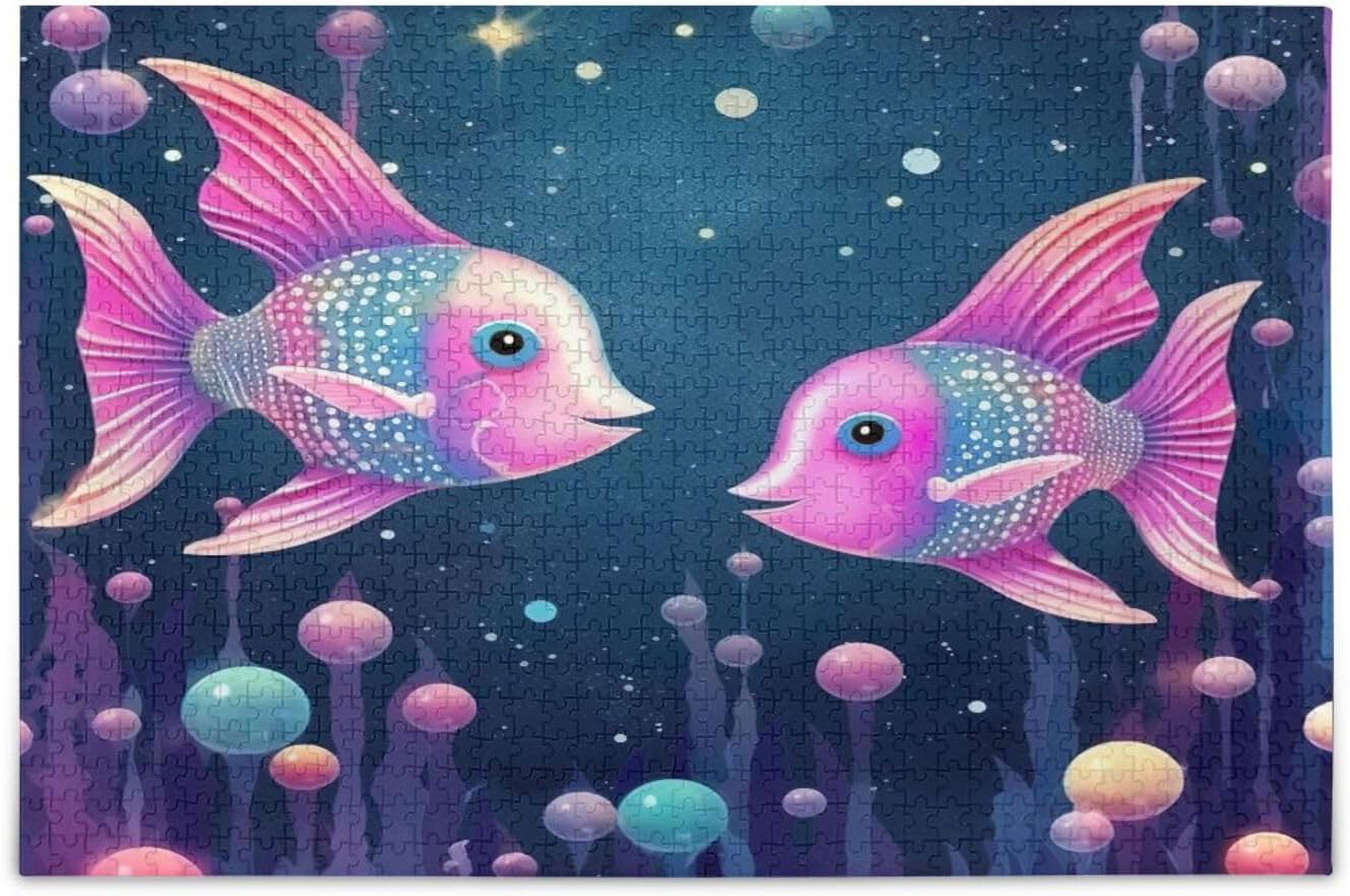 Two Colorful Fish Jigsaw Puzzles for Adults 1000 Pieces, Die-Cut Puzzle ...