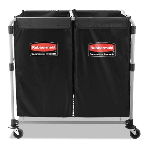 Two-Compartment Collapsible X-Cart, Synthetic Fabric, 2.49 cu ft Bins ...