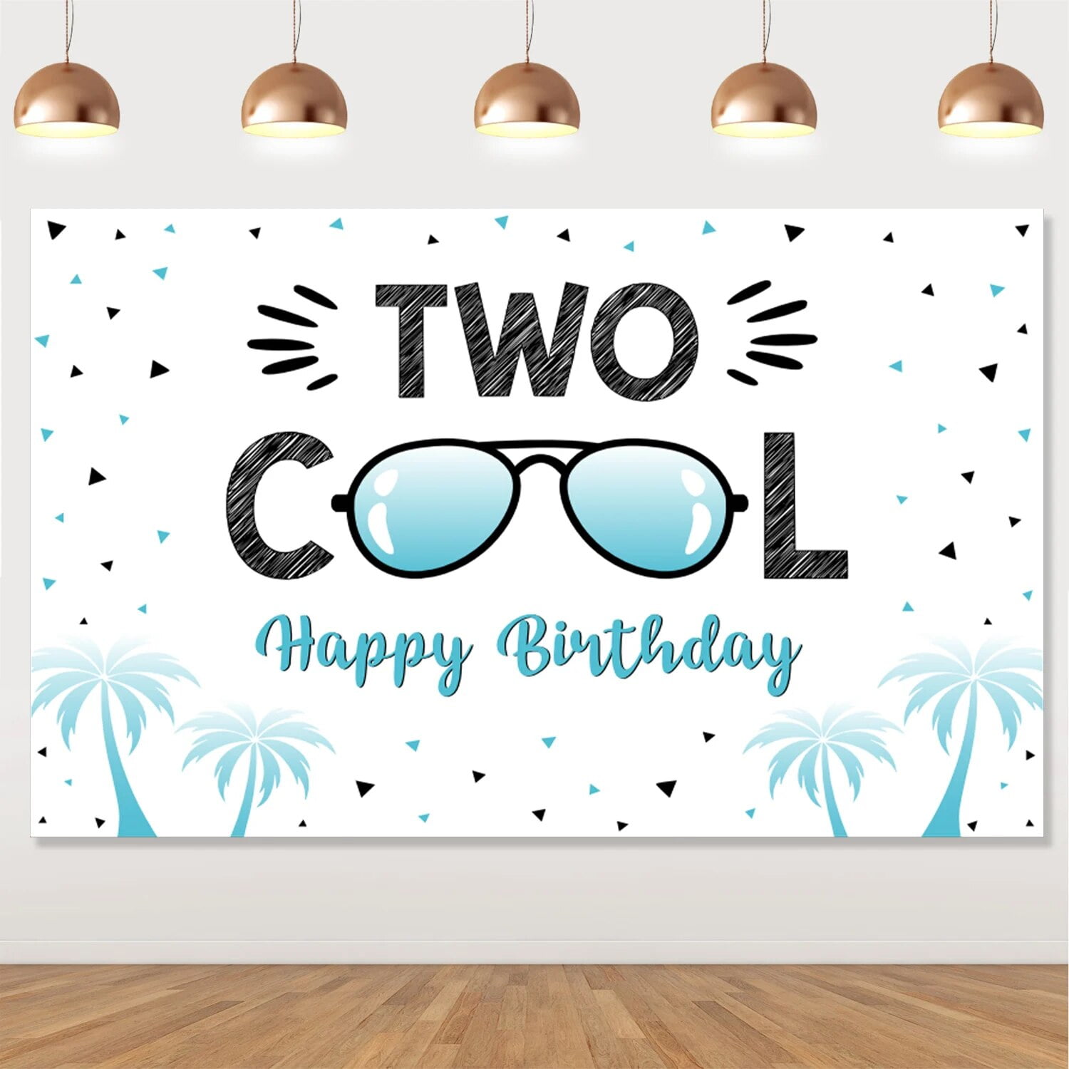 Two Cool Sunglasses Backdrop Happy 2nd Birthday Party Decorations ...