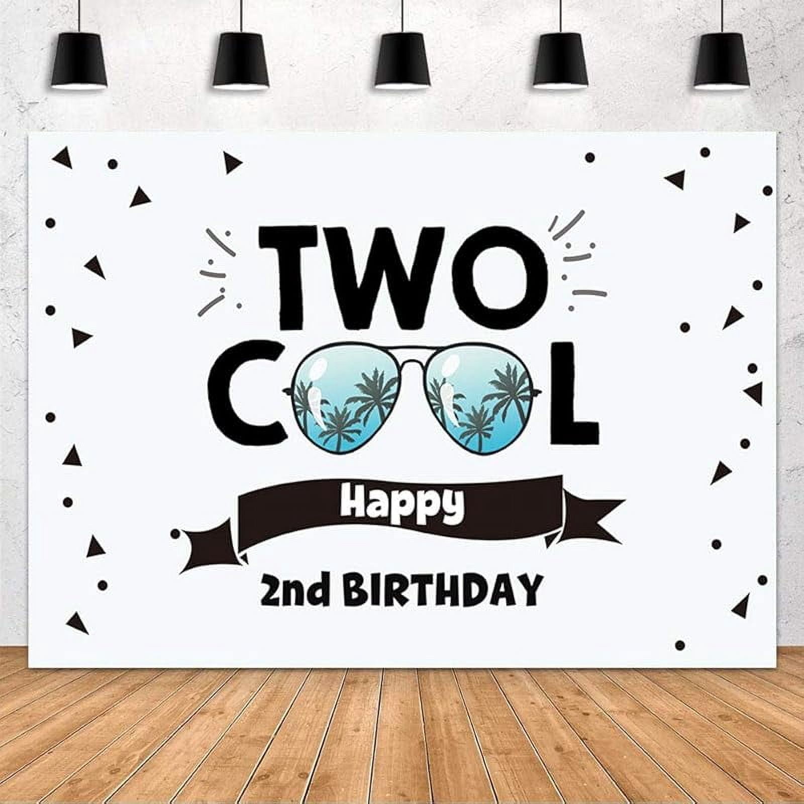 Two Cool Sunglasses Theme Backdrop Happy 2nd Birthday Party Decoration ...