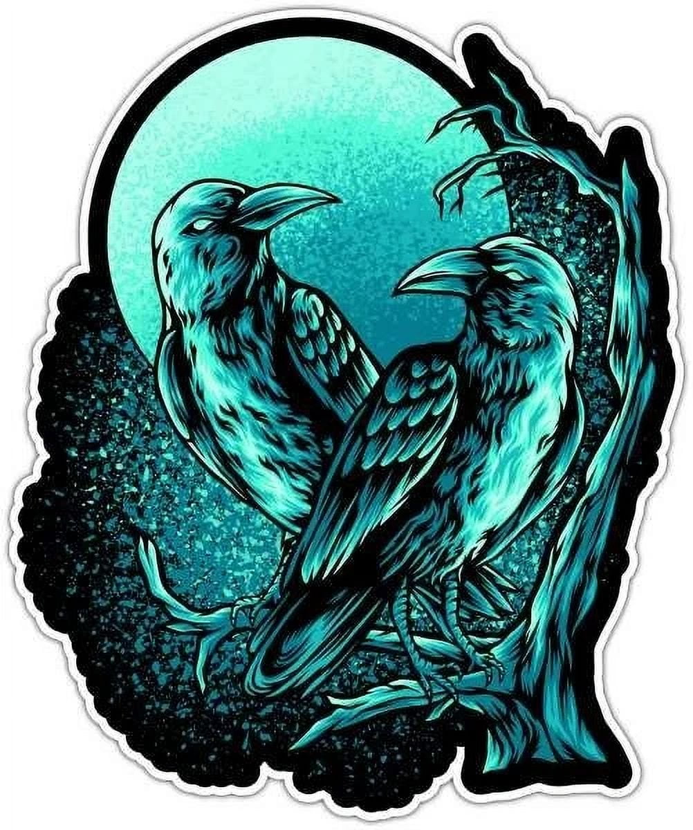 Two Crow Raven On Branch Car Window Stickerphone Decal Water Bottle ...