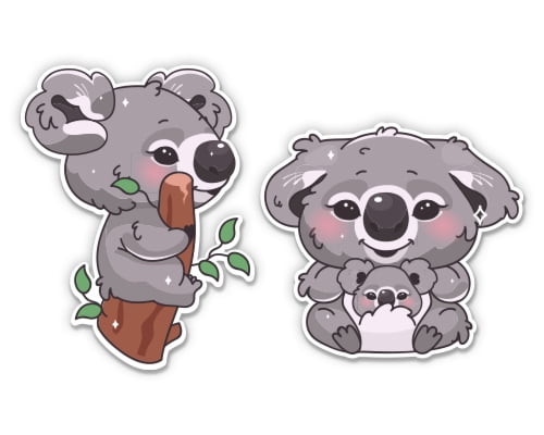 Two Cute Koalas - 7" Each Vinyl Stickers - For Car Laptop I-Pad ...