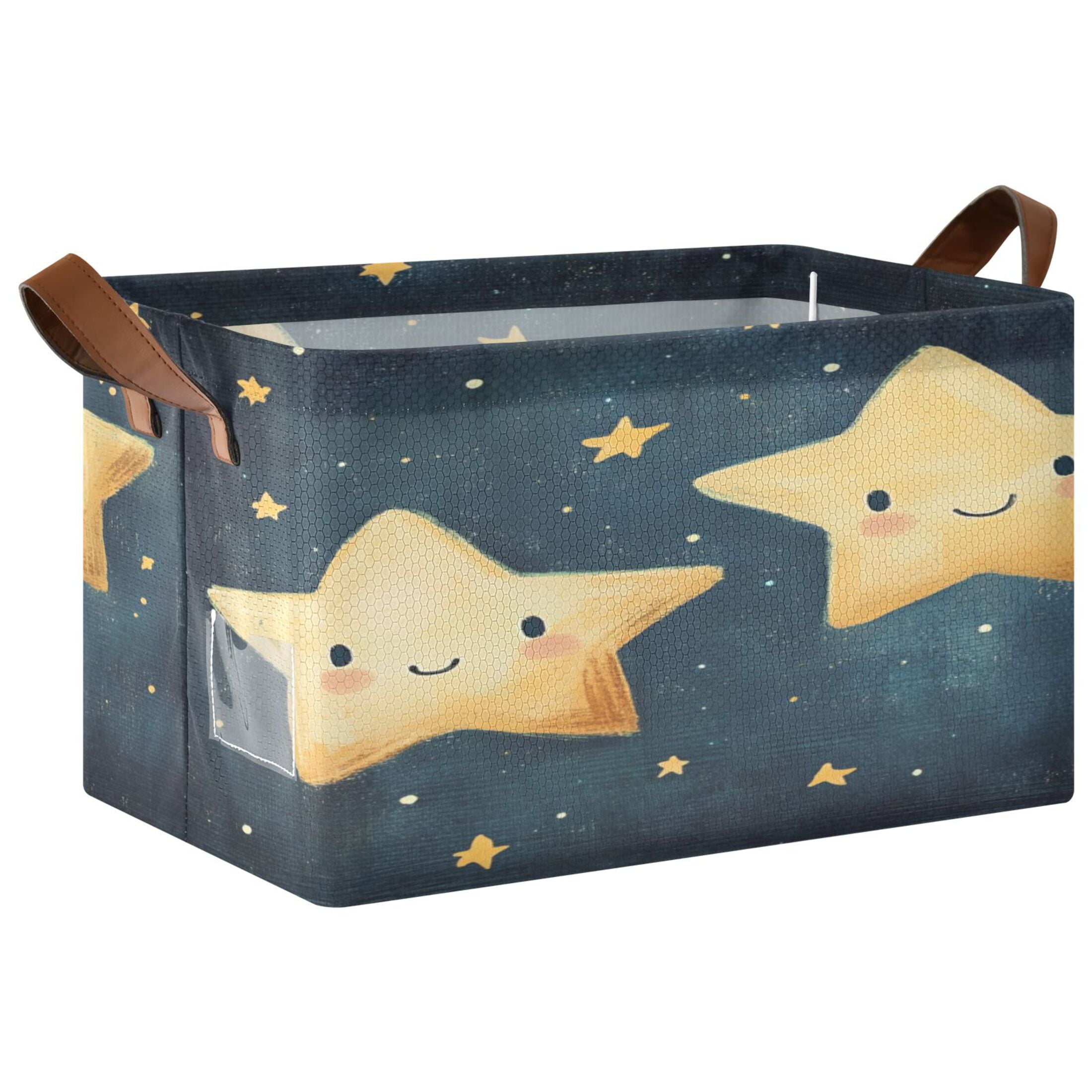 Two Cute Stars Storage Basket Soccer Plaid Fabric Hoard Box Oversized ...