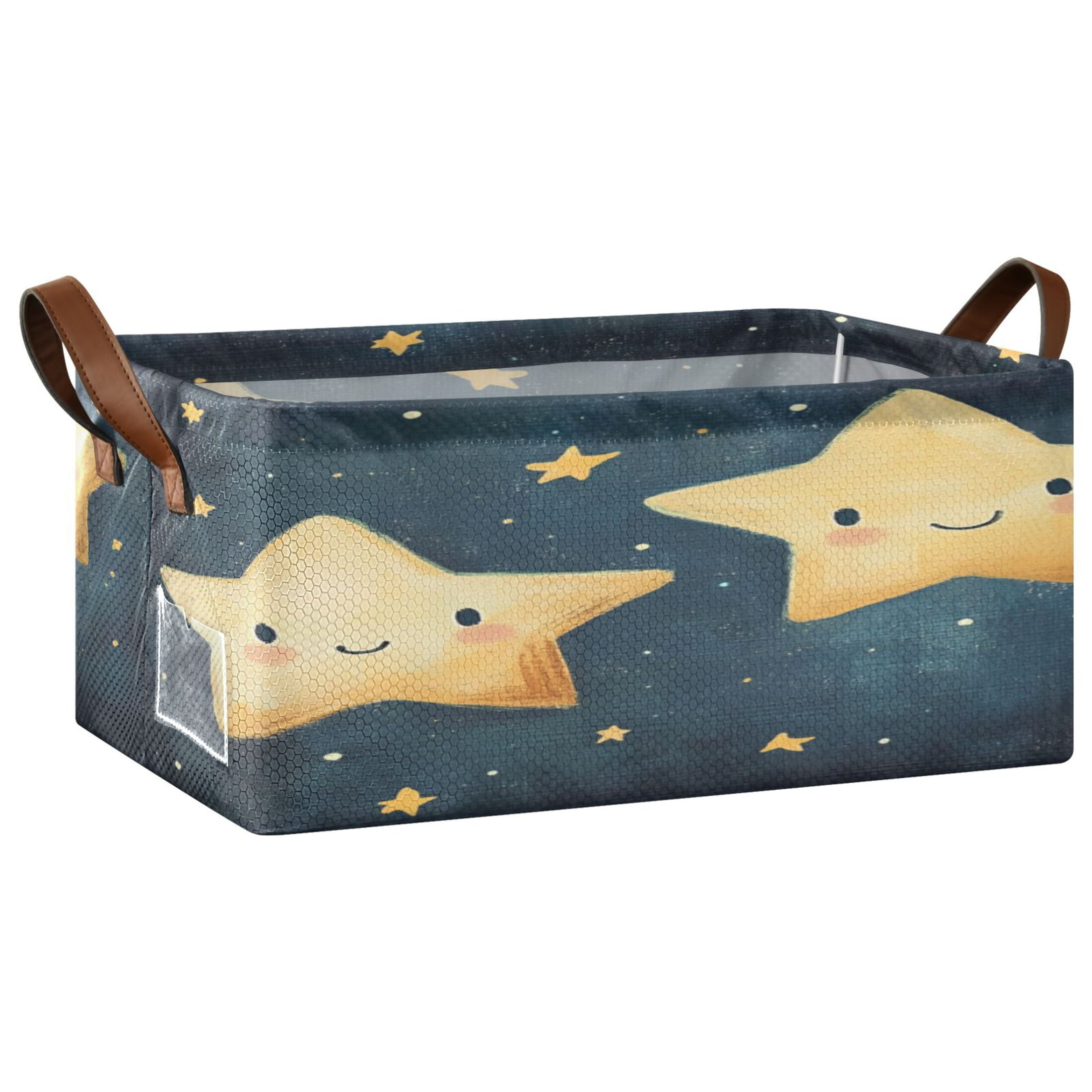 Two Cute Stars Storage Basket Soccer Plaid Fabric Hoard Box Oversized ...